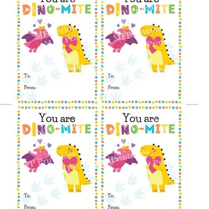 You Are Dino-mite Printable Valentine's Day Cards (orange) - Etsy