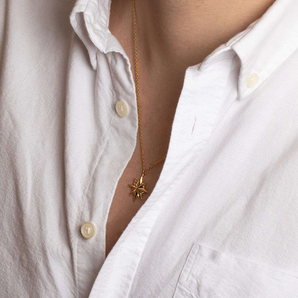 Northstar Necklace for Men Silver Star Pendant & Chain Gift for Him ...