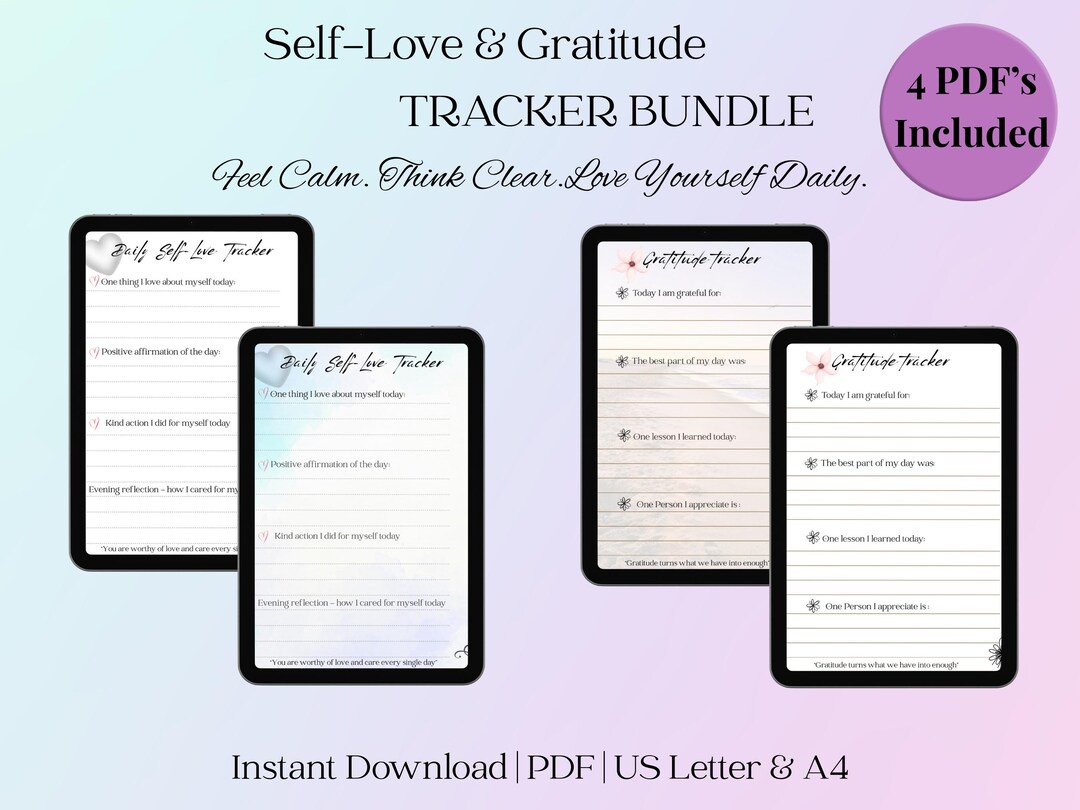 Self-love & Gratitude Tracker Bundle: Printable Daily Planner PDF - Etsy