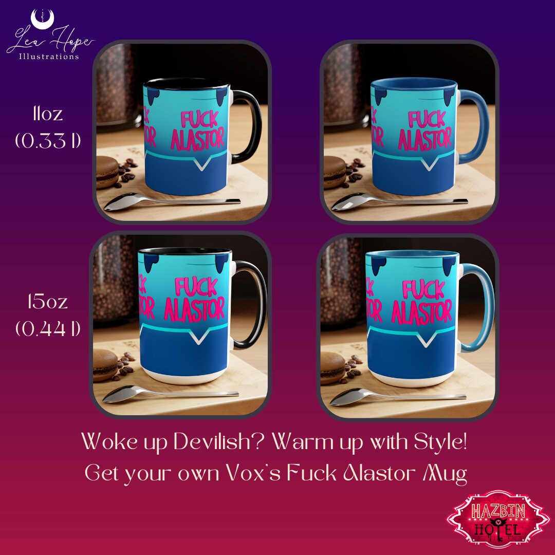 Hazbin Hotel Mug: "f**k Alastor" Fan Art, Colorful Handle - 11oz/15oz ...