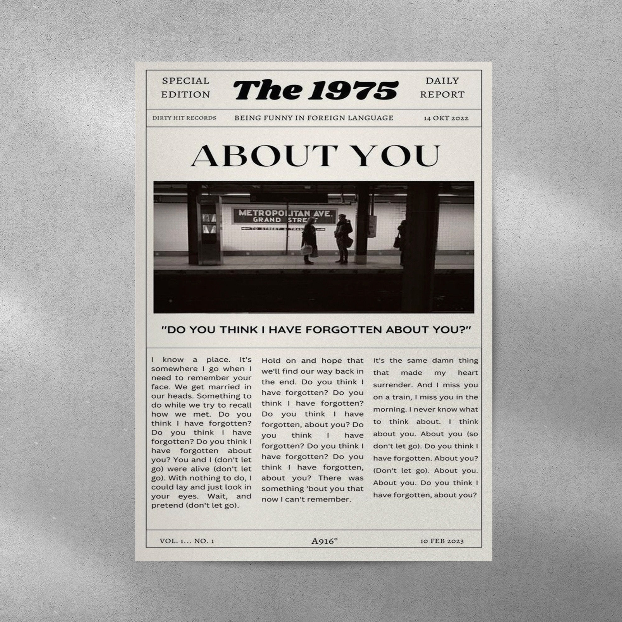 About You The 1975 Song Graphic Poster, The 1975 Song sold by ...