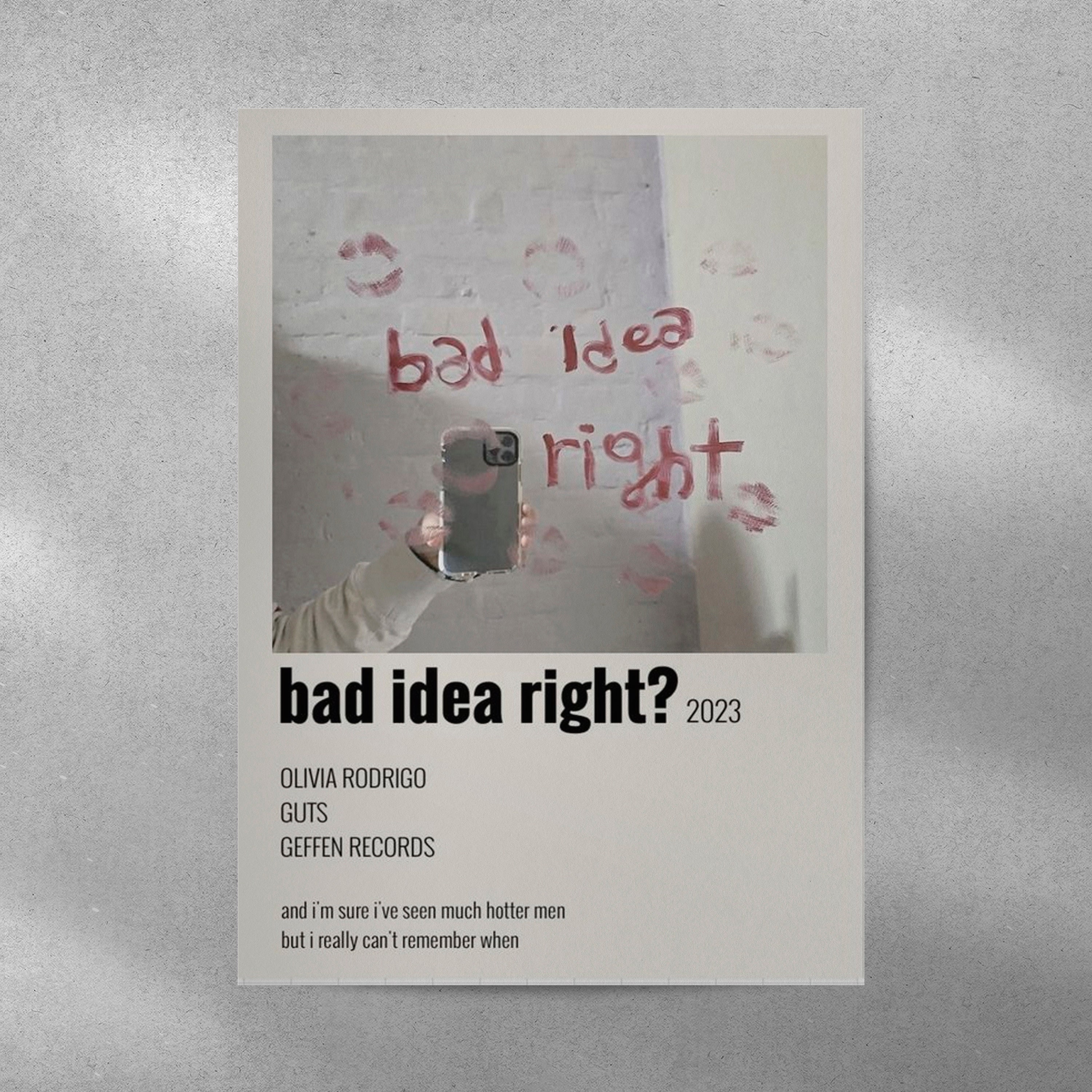 Olivia Rodrigo Bad Idea Right 2023 Album Poster vendido por Sedative ...