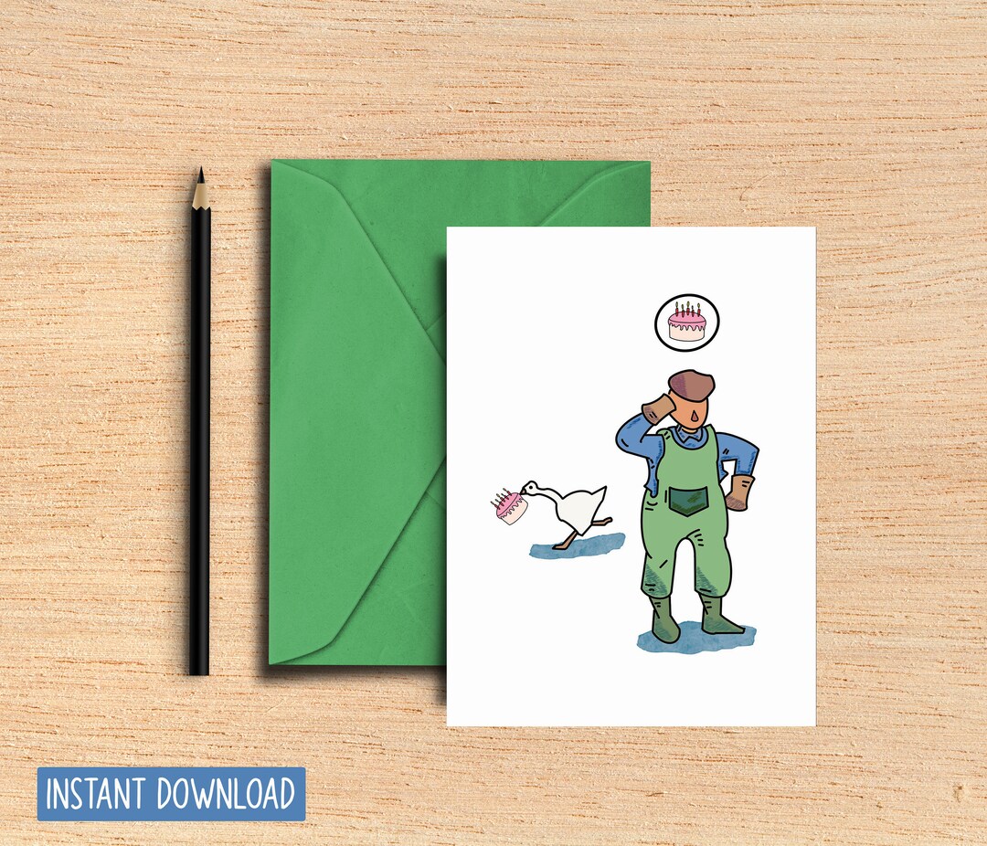 Gaming Birthday Card Goose Birthday Card Nerdy Funny Birthday Card Card ...