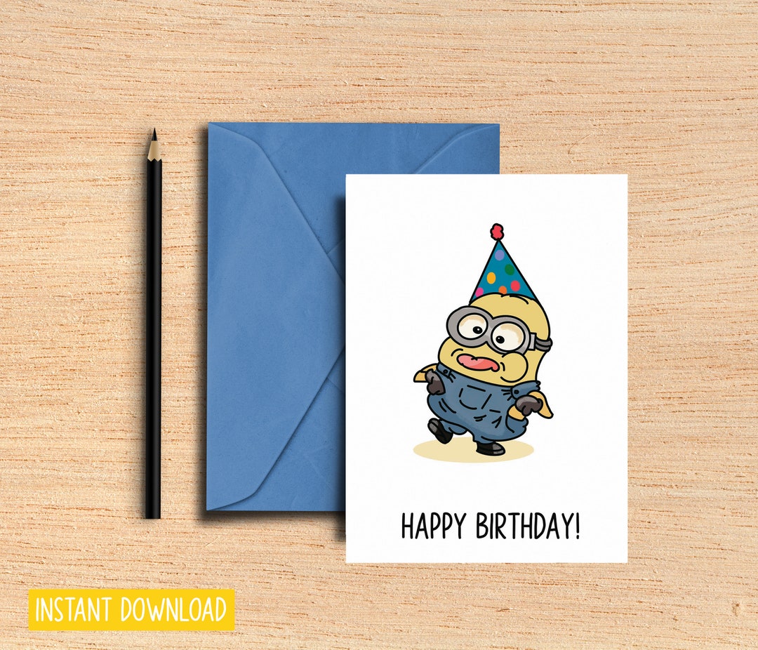 Minions Birthday Card Funny Cute Birthday Card Card for Kid Card for ...