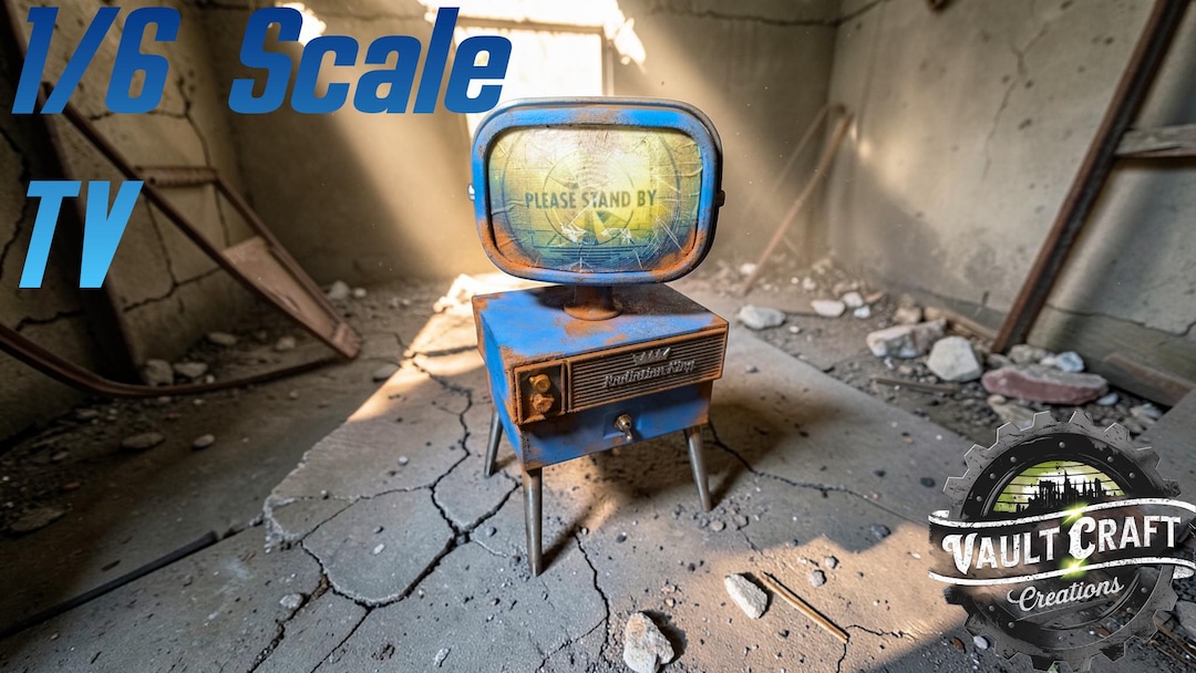 1/6 Scale TV • Flickering Screen • Post‑apocalyptic Diorama Prop ...