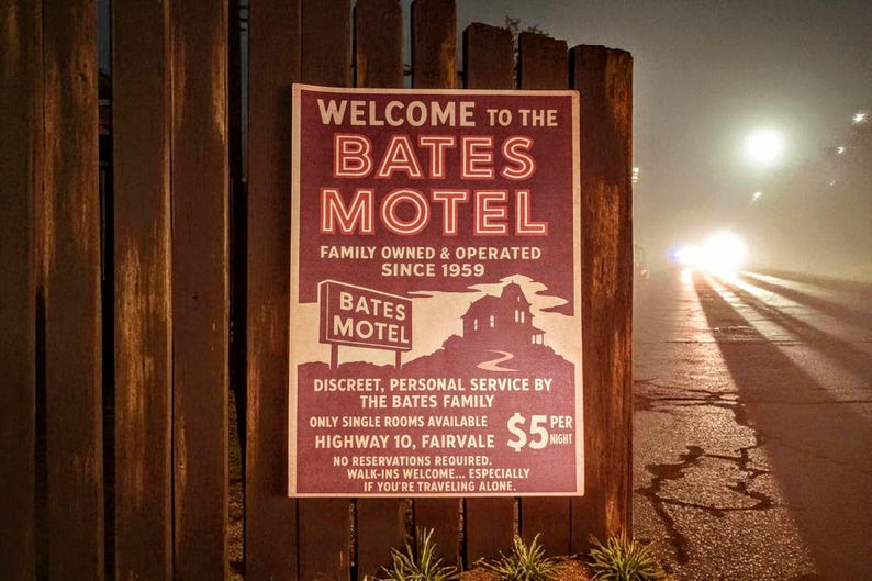 Bates Motel Poster | Vintage Horror Art Print | Includes Shower Coupon ...