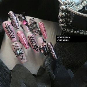 The Greek Gods Aphrodite Onailsun Chic 3D Bling Black Pink Nails ...
