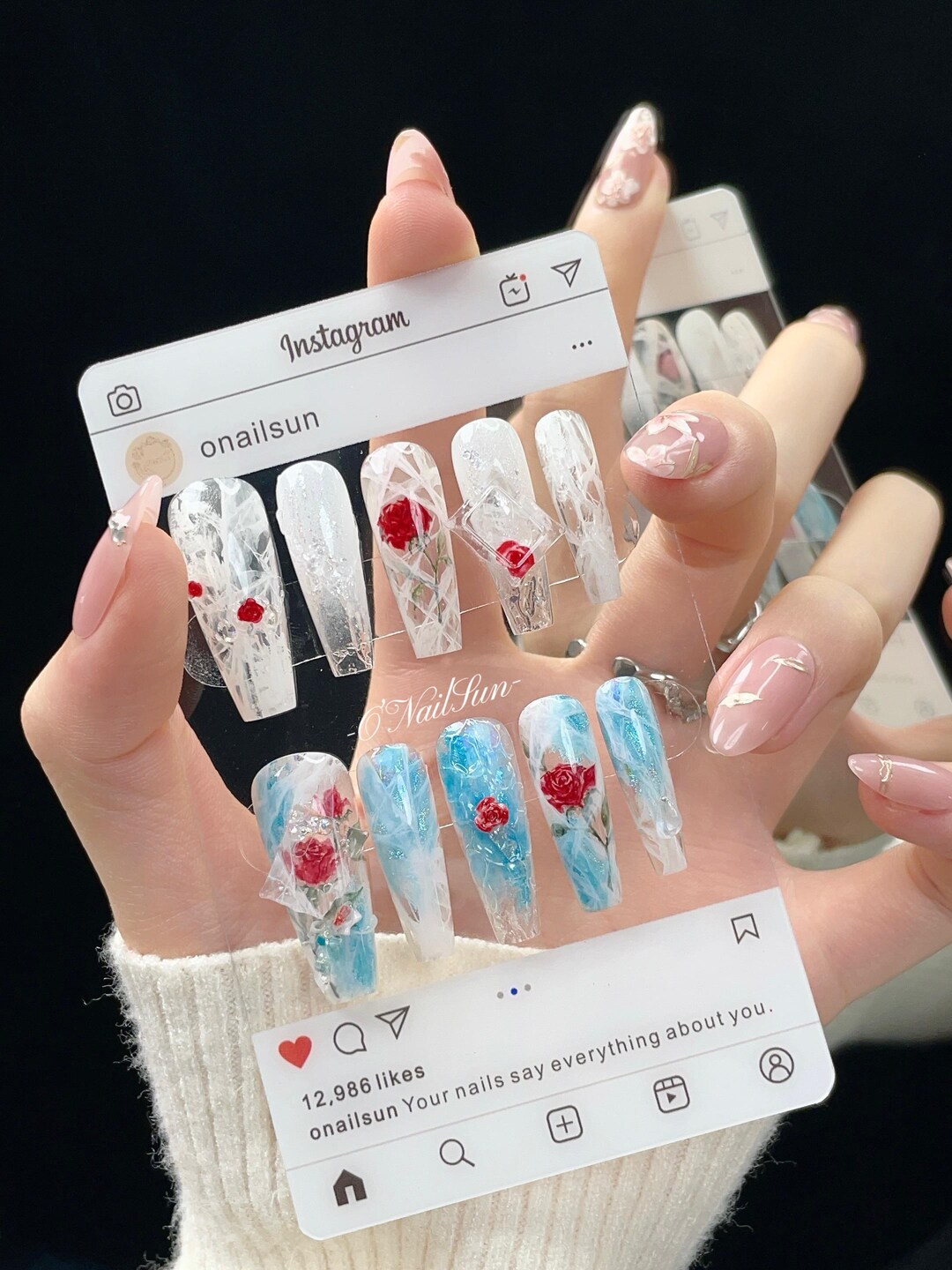 Custom Design Onailsun 3D Custom Nails Glueon Nails Short Nails Presson ...