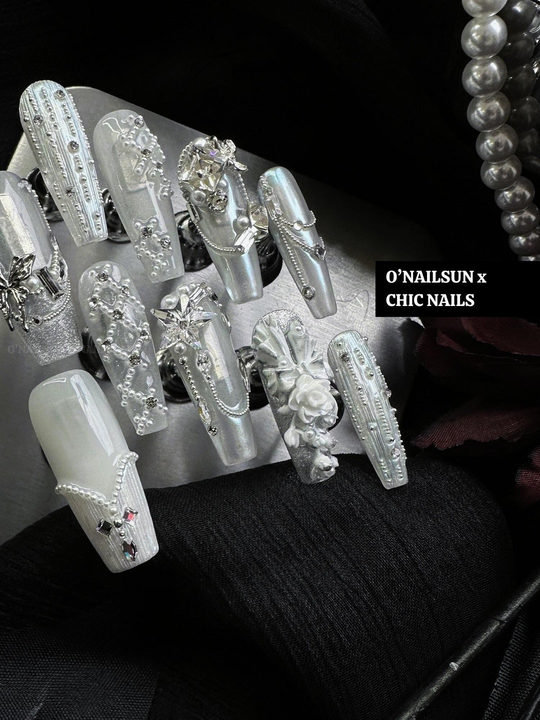 The Greek Gods Hera Onailsun Chic 3D Bling White Elegant Nails Gemstone ...