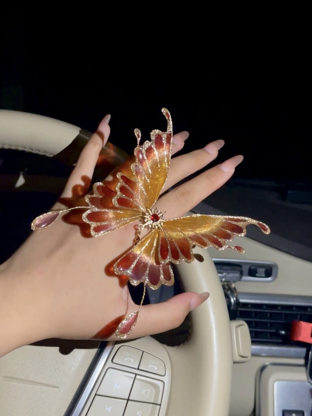 Fierce Lysandra's Butterfly Garden Onailsun Red Wire Twining Dip Resin ...