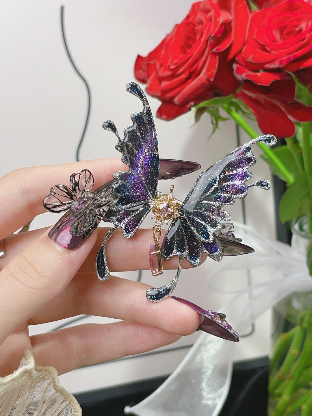 Mini Black Purple Dark Butterfly Lysandra's Butterfly Garden Onailsun ...