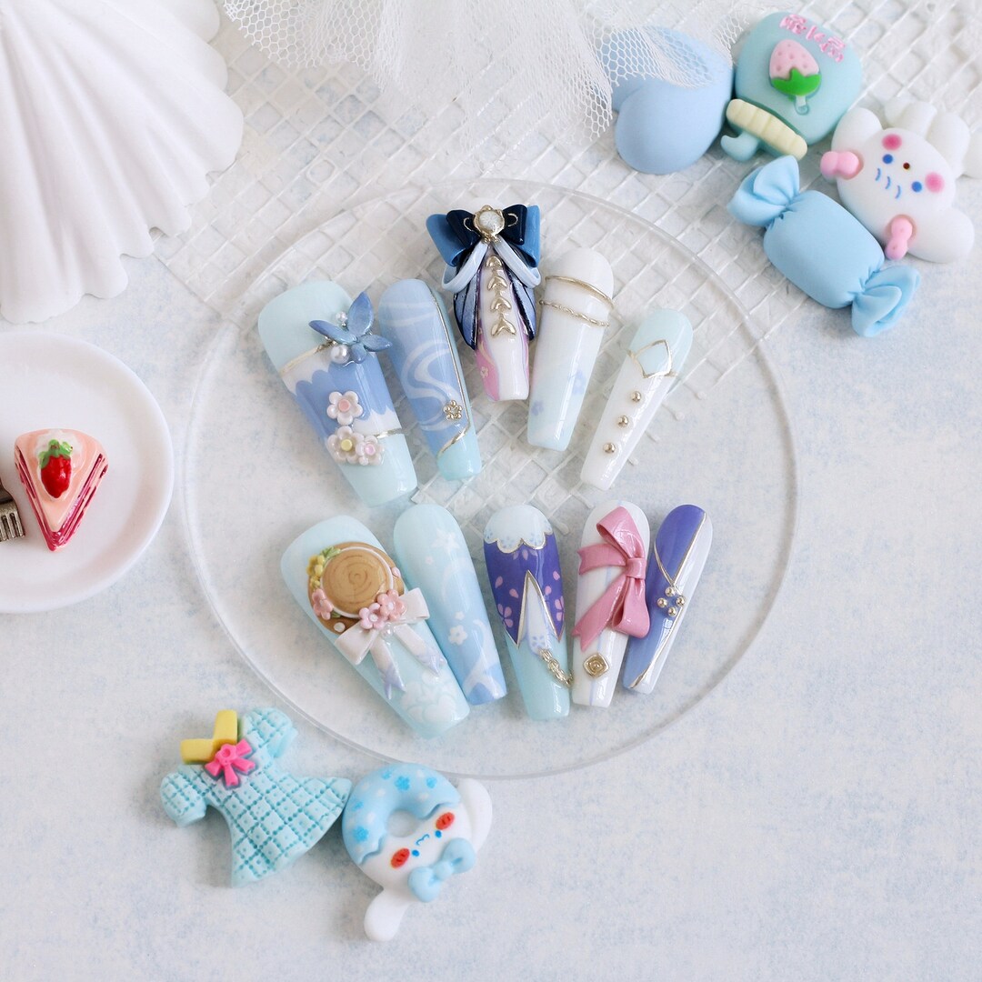 Springbloom Missive Onailsun 3D Nails Blue Kawaii Cute Adorable Girly ...