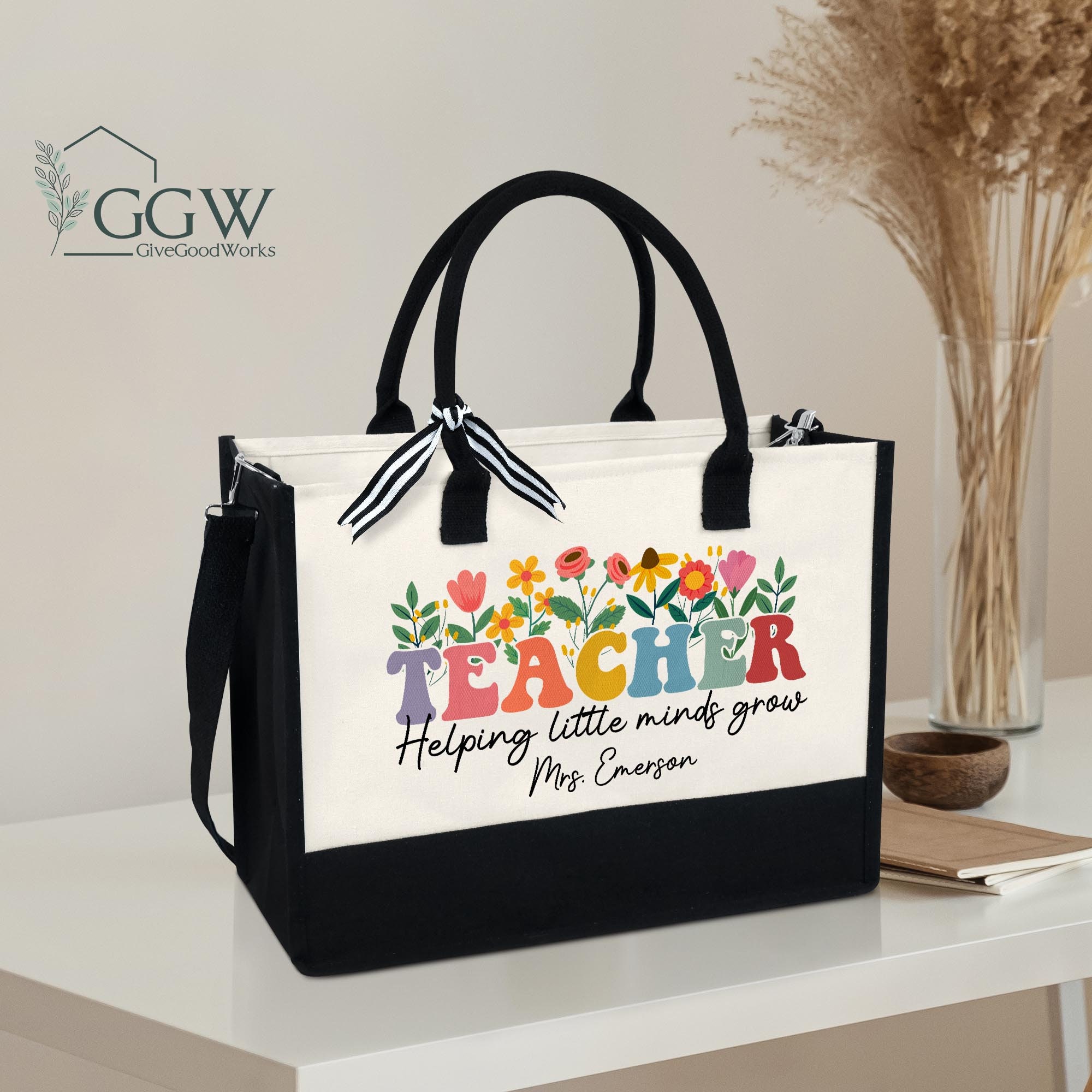 Personalized Teacher Tote Bag Custom Teacher Bag Floral - Etsy Personalized Teacher Tote Bag Custom Teacher Bag Floral - Etsy