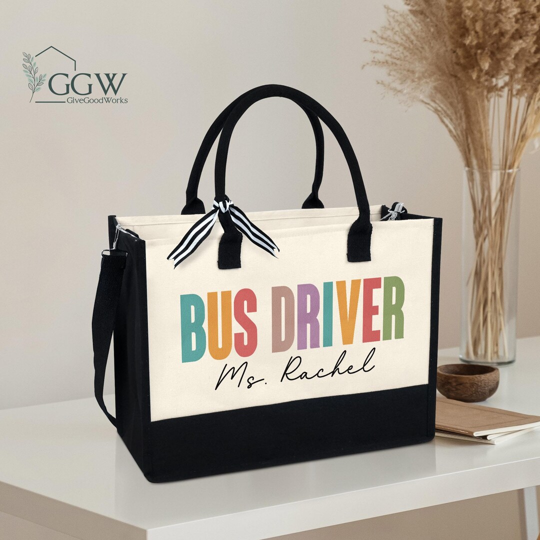 Custom Bus Driver Tote Bag, School Bus Driver Gift, Driver Tote Bag ...