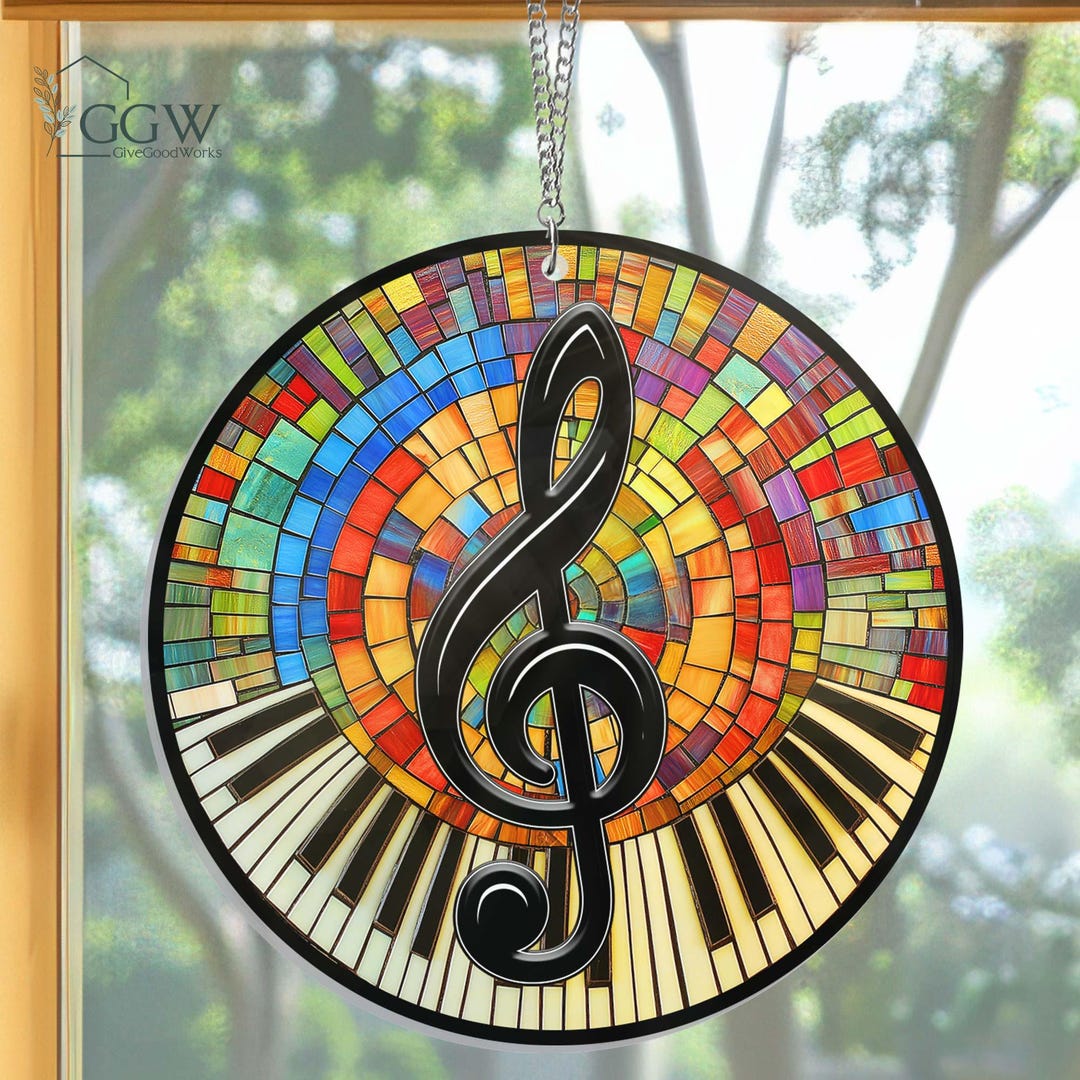 Music Teacher Acrylic Suncatcher Hanging Sign, Treble Clef Ornament ...