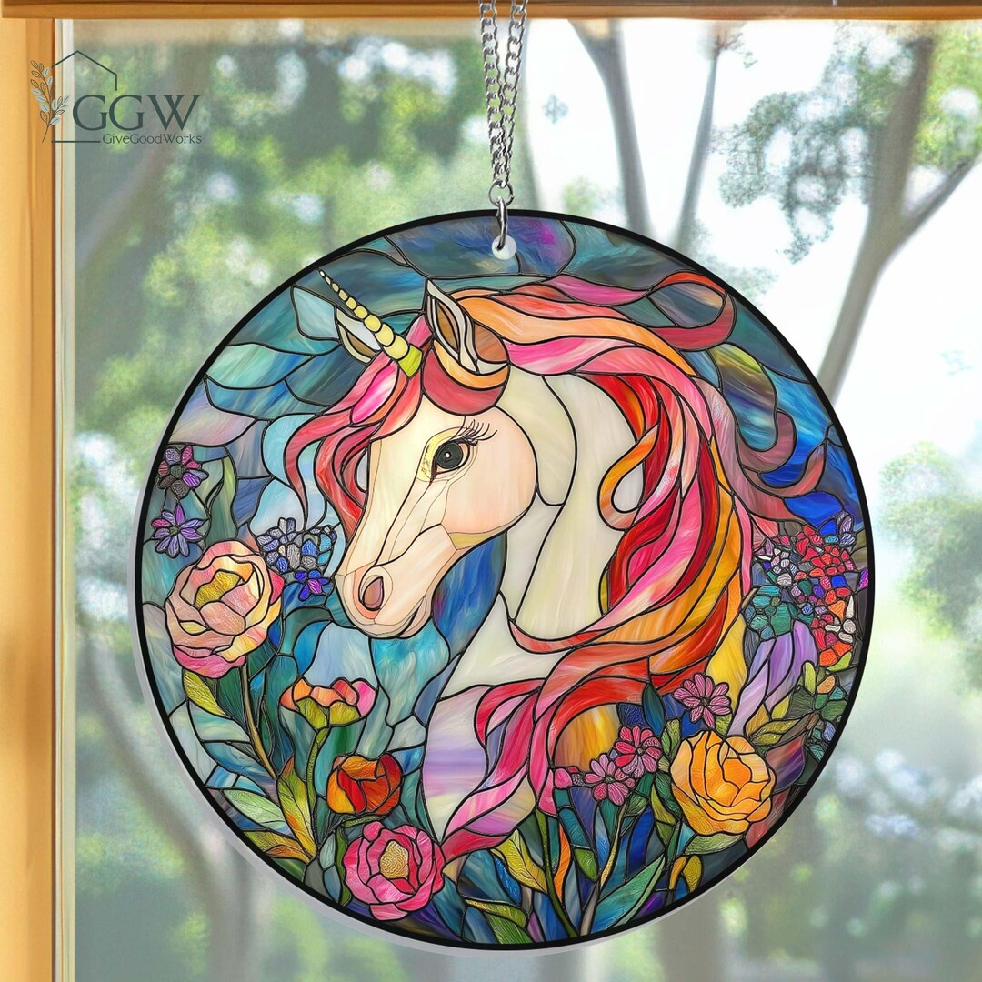 Unicorn Window Suncatcher, Unicorn Acrylic Suncatcher, Unicorn Ornament, Sun Catcher, Unicorn ...