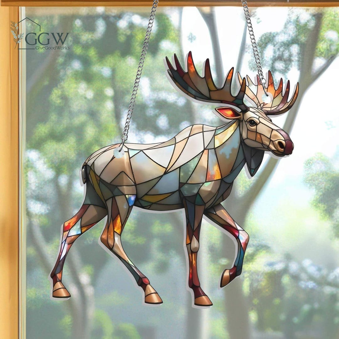 Moose Suncatcher Hanging Sign, Hunting Gift, Moose Lover Gift, Moose ...