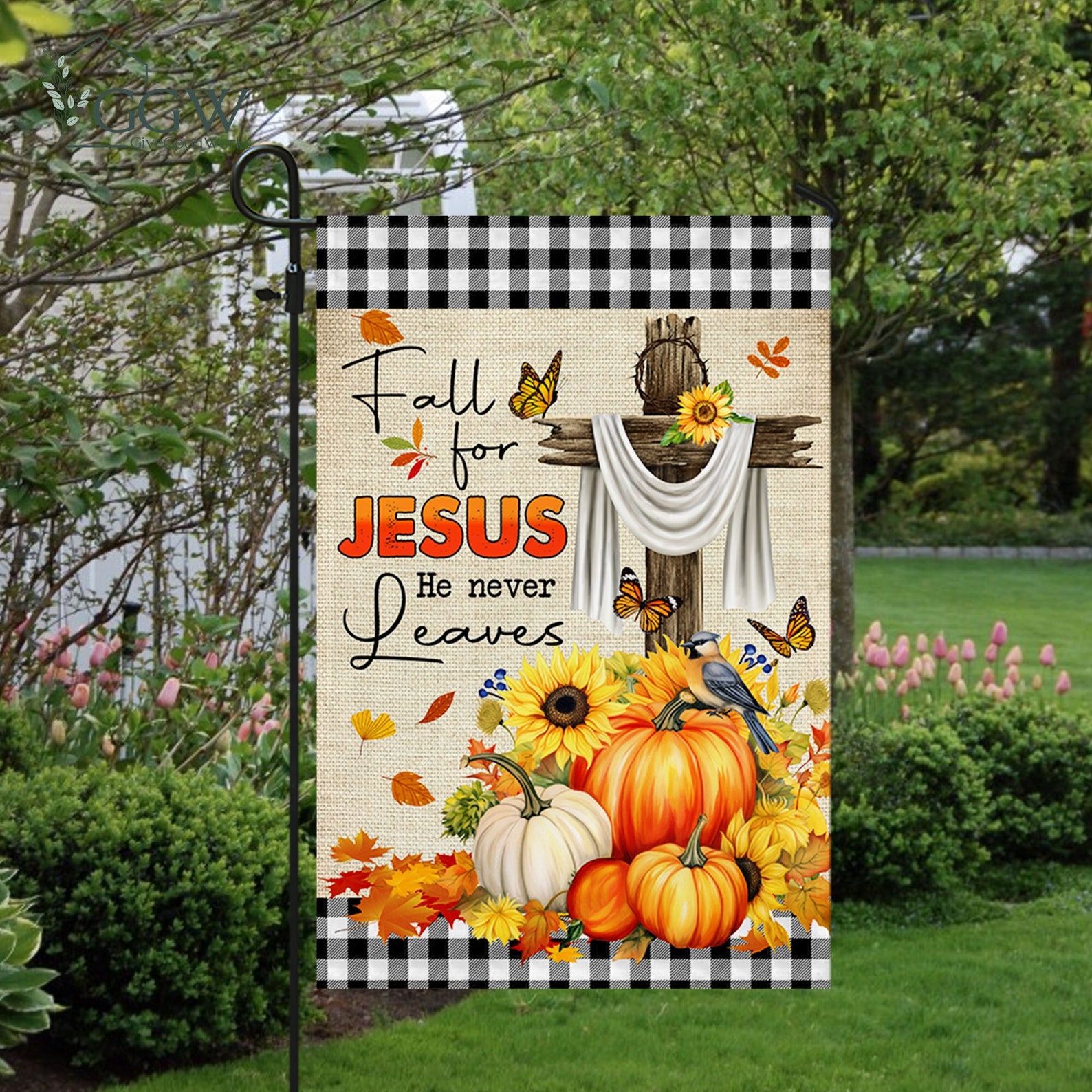 Fall Flag Fall for Jesus He Never Leaves Thanksgiving Flag - Etsy