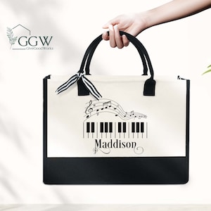 Personalized Piano Tote Bag, Music Teacher Tote Bag, Music Gift Bag ...