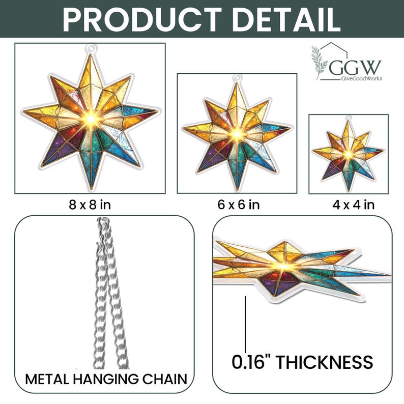 Nativity Bethlehem Suncatcher Hanging Sign, Bethlehem Star Ornament ...