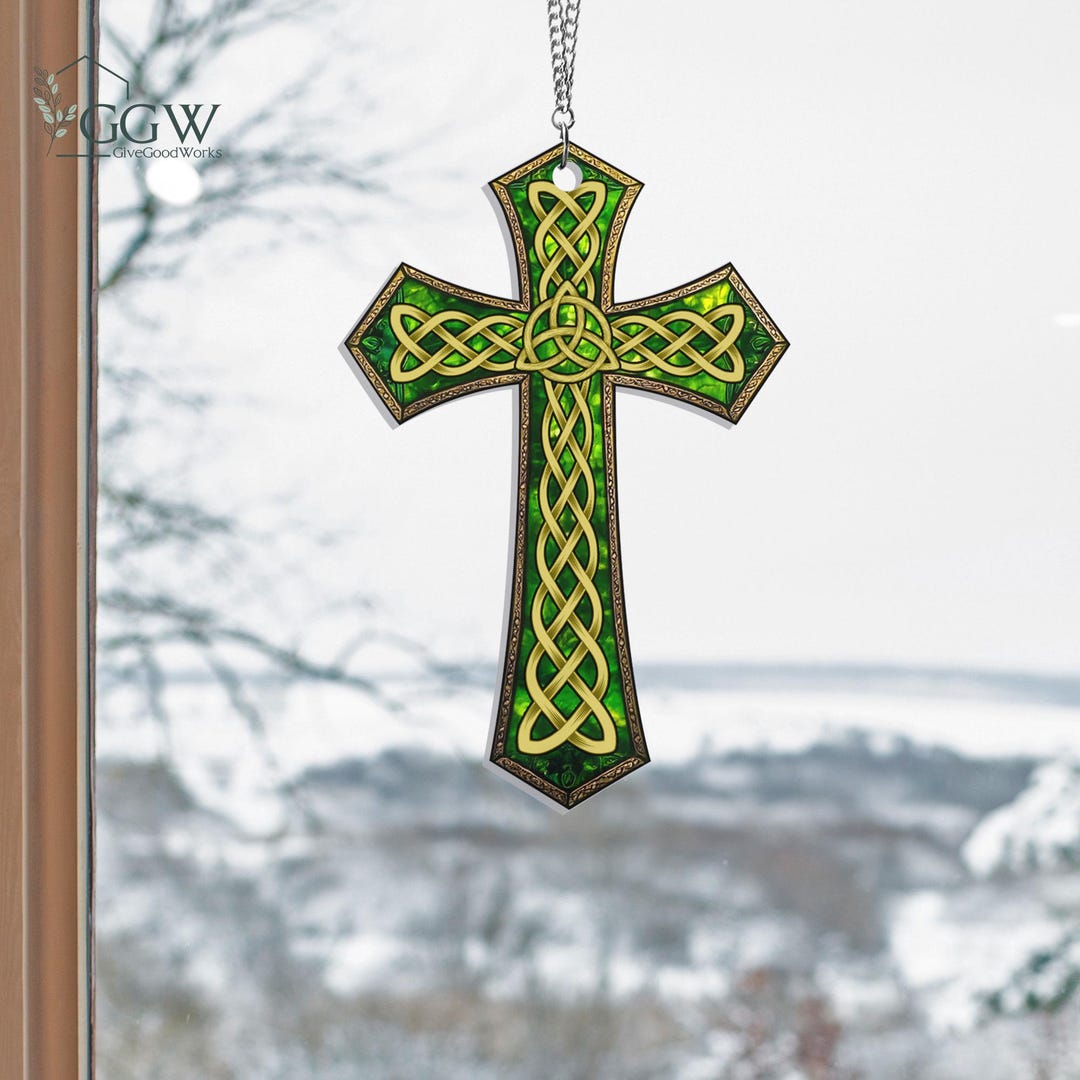 Celtic Cross Window Hanging Suncatcher, Irish Gifts, Ireland, Wall Art ...
