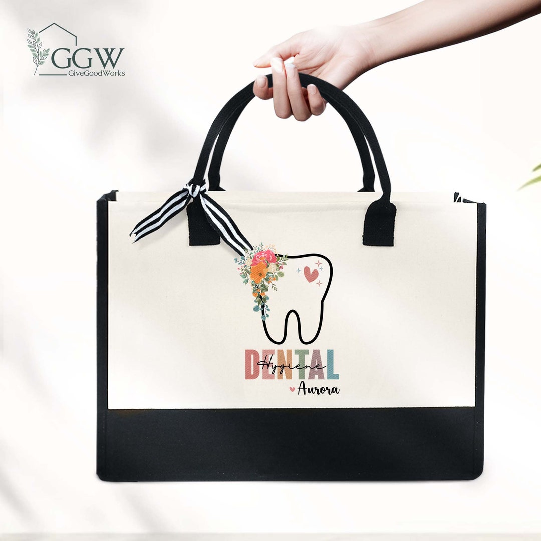 Personalized Dental Tote Bag, Dental Student Gift,dentist Tote, Floral ...