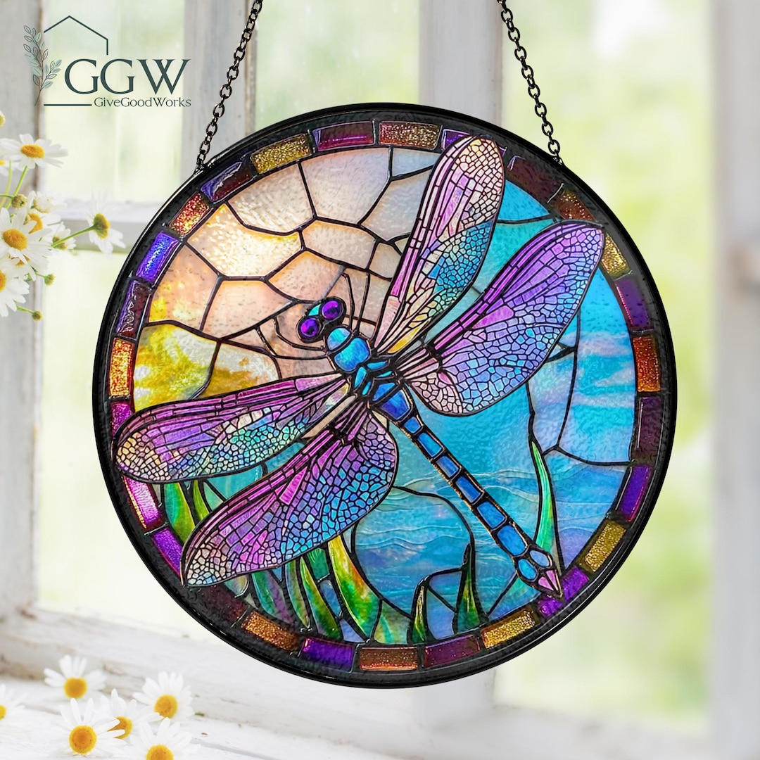 Dragonfly Stained Glass, Dragonfly Suncatcher, Spring Decor, Garden ...