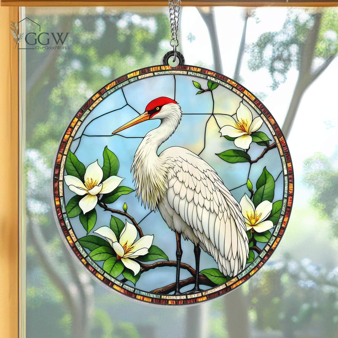 Crane Suncatcher, Crane Acrylic Window Hanging, Bird Lovers Gift, Bird ...