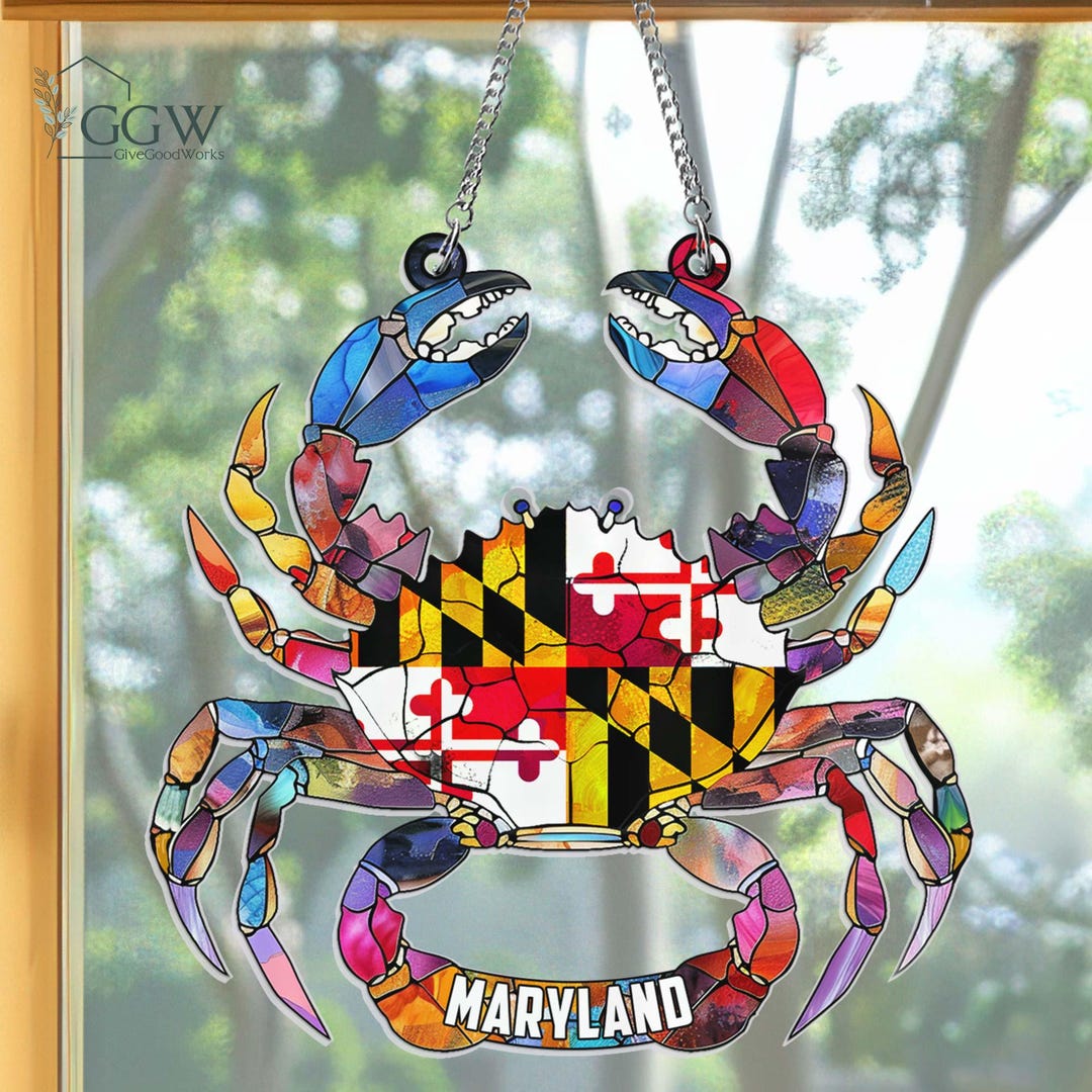 Maryland Crab Suncatcher, Maryland Window Hanging, Maryland Flag ...