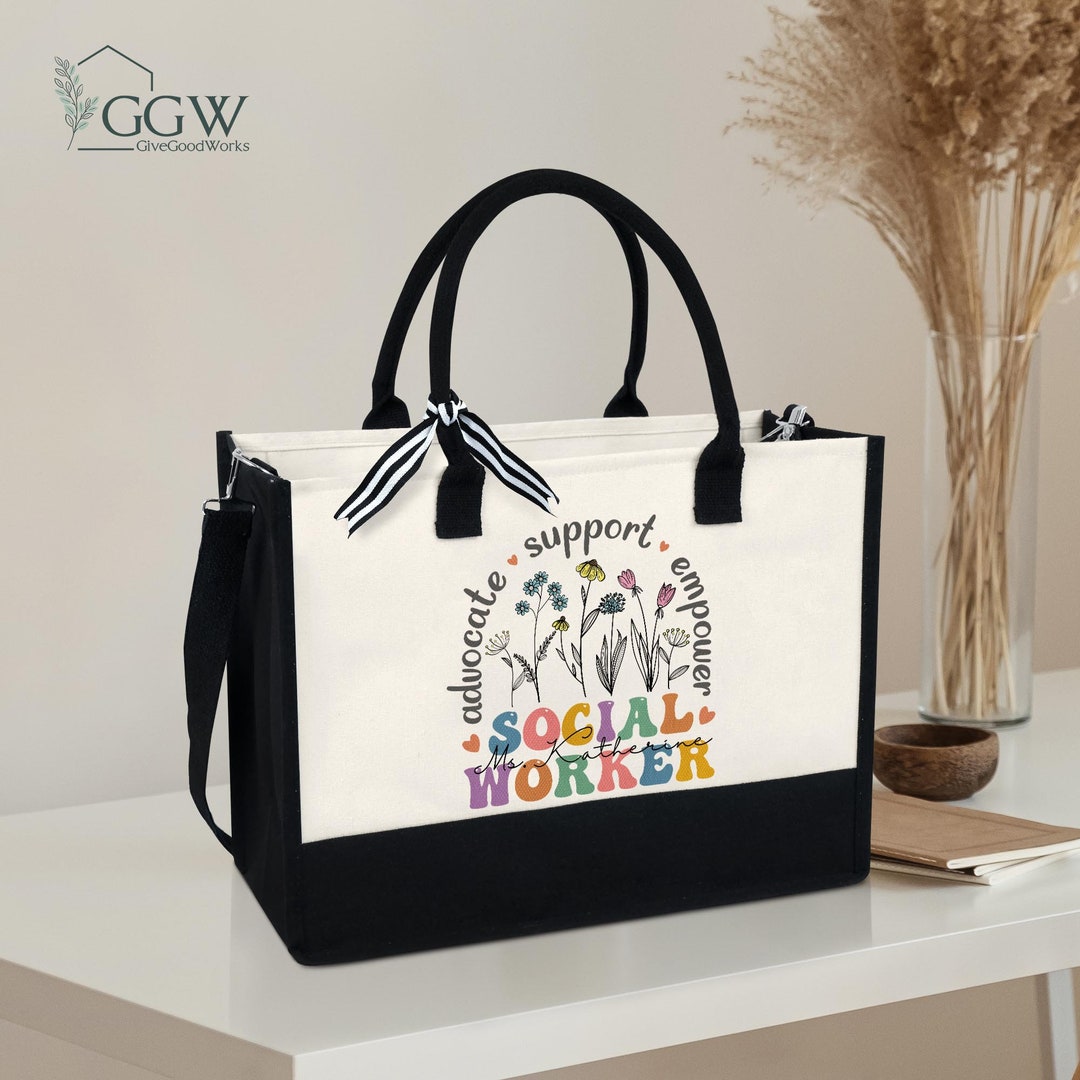 Social Work Tote Bag, Social Worker Gifts, Social Worker Rainbow ...