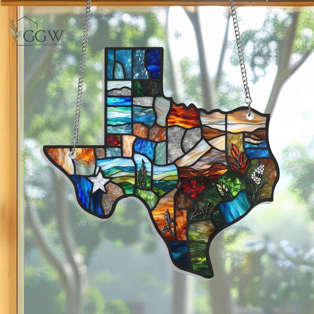 Texas ACRYLIC Suncatcher Hanging, Texas Window Hanging, Northern ...