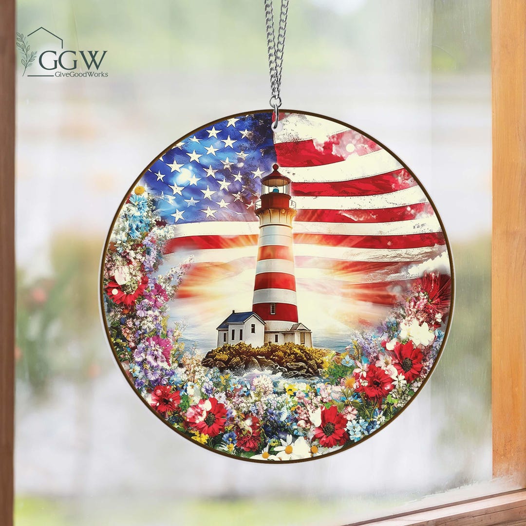 Lighthouse Sunset Suncatcher, Lighthouse Window Hangings, Light House ...