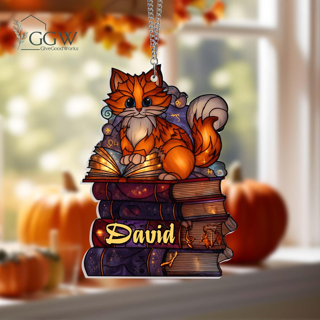 Custom Fox Bookish Acrylic Suncatcher,fox Window Hanging, Fox Home ...