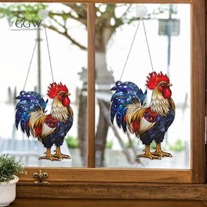 Rooster Suncatcher Hanging Sign, Rooster Window Hanging, Chicken ...