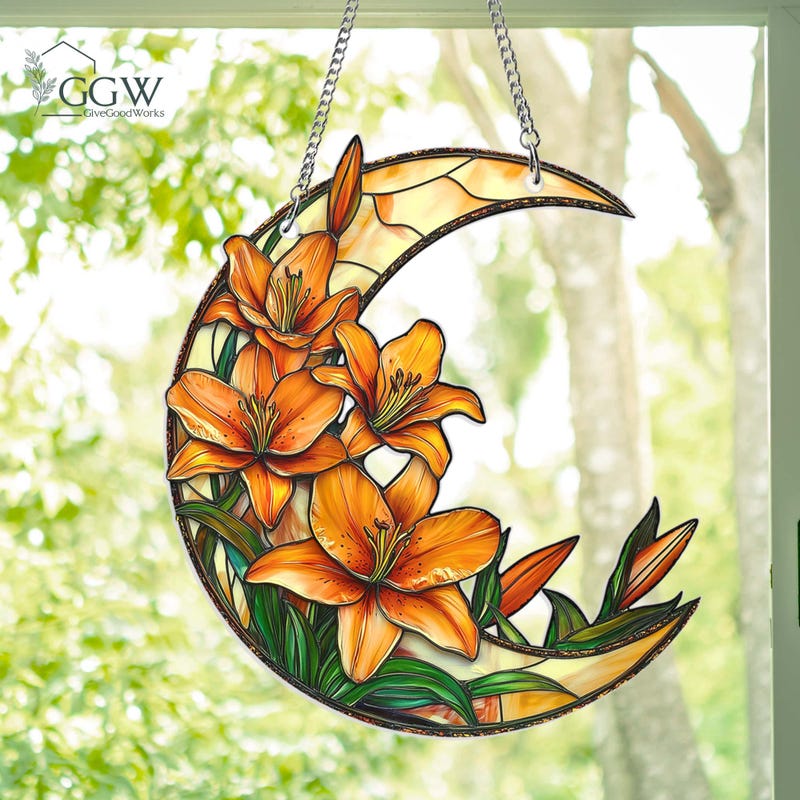 Sun Catcher Moon Floral - Etsy