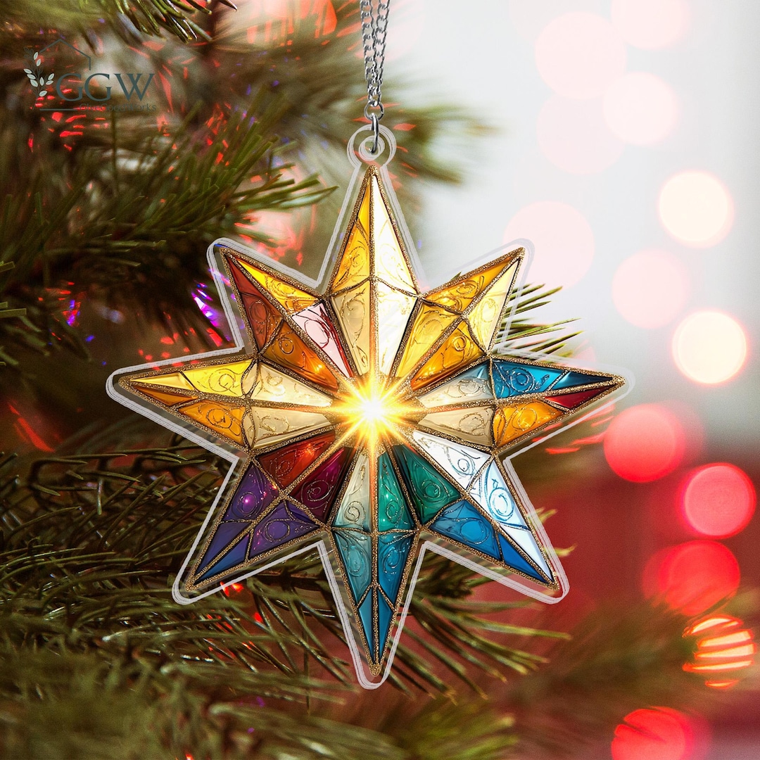 Nativity Bethlehem Suncatcher Hanging Sign, Bethlehem Star Ornament ...