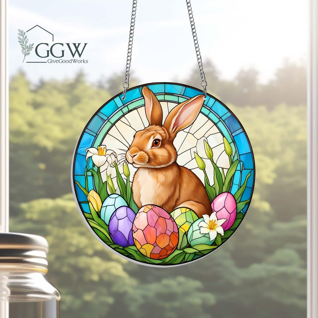 Bunny Easter Suncatcher, Rabbit Suncatcher, Bunny Decor, Animal ...