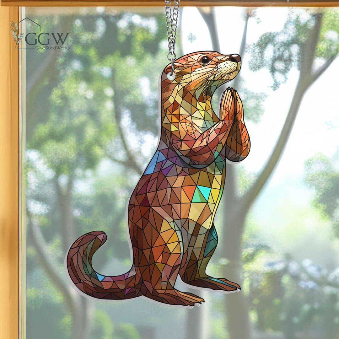 Otter Suncatcher Hanging Sign, Otter Window Decor, Otter Ornament ...