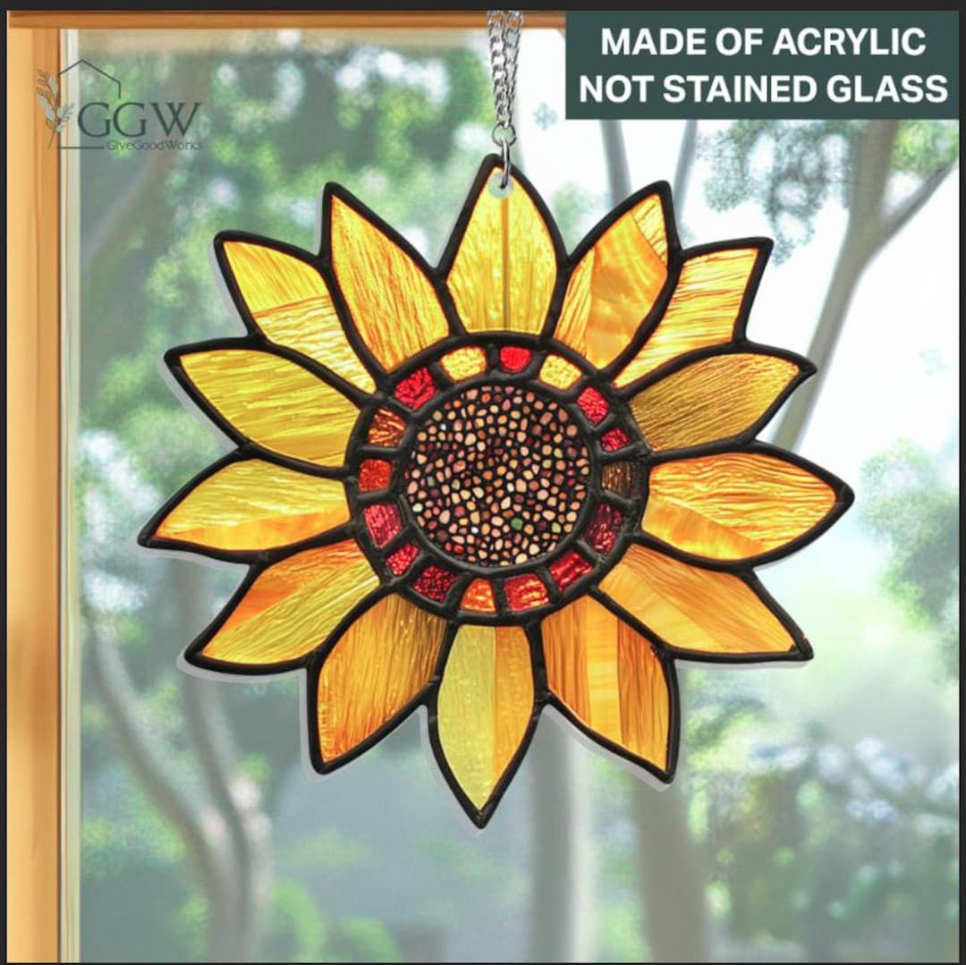 ACRYLIC Sunflower Suncatcher, Sunflowers Window Hanging Sign, Sunflower ...