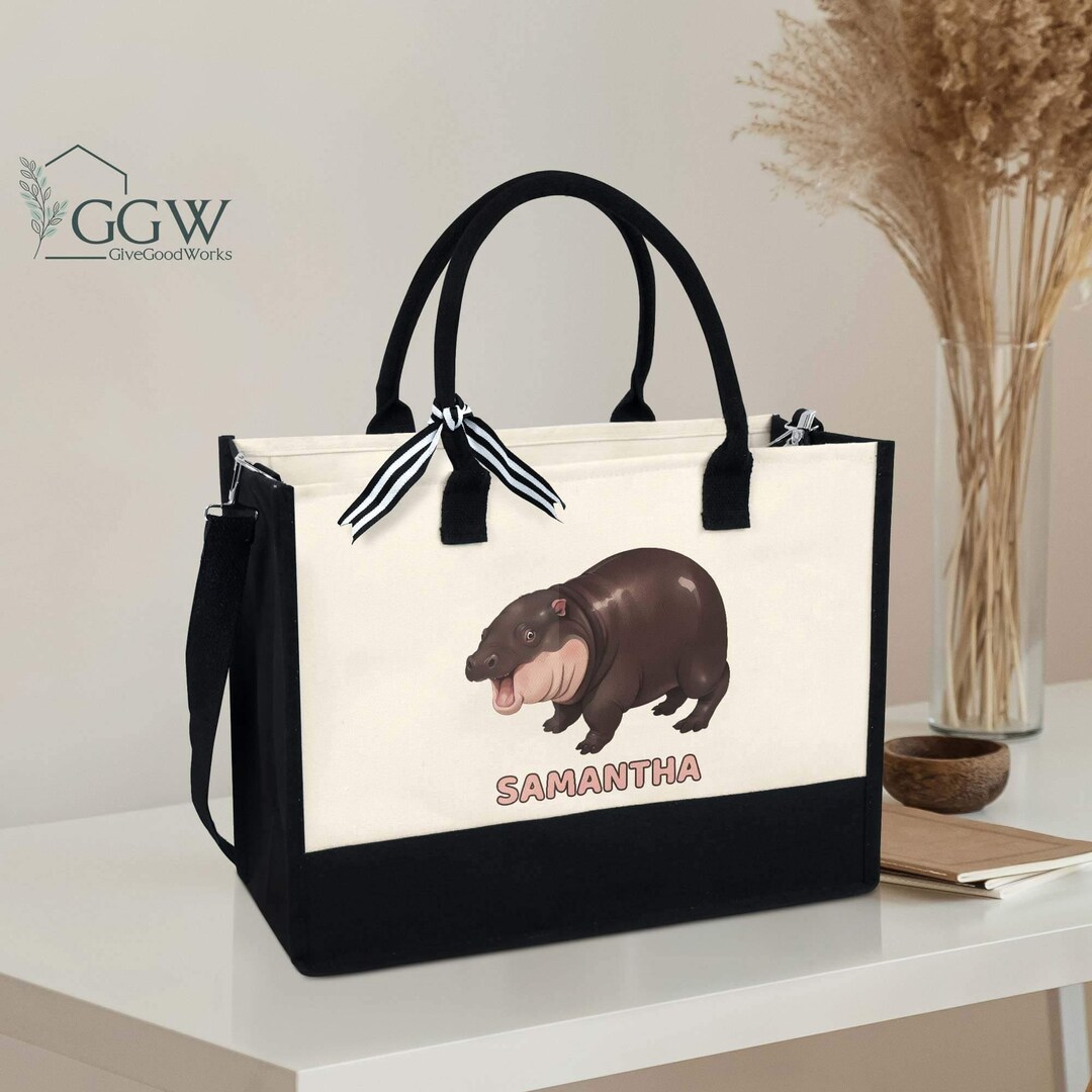 Personalized Moo Deng Tote Bag, Moo Deng Bag, Moo Deng Bootleg Bag ...