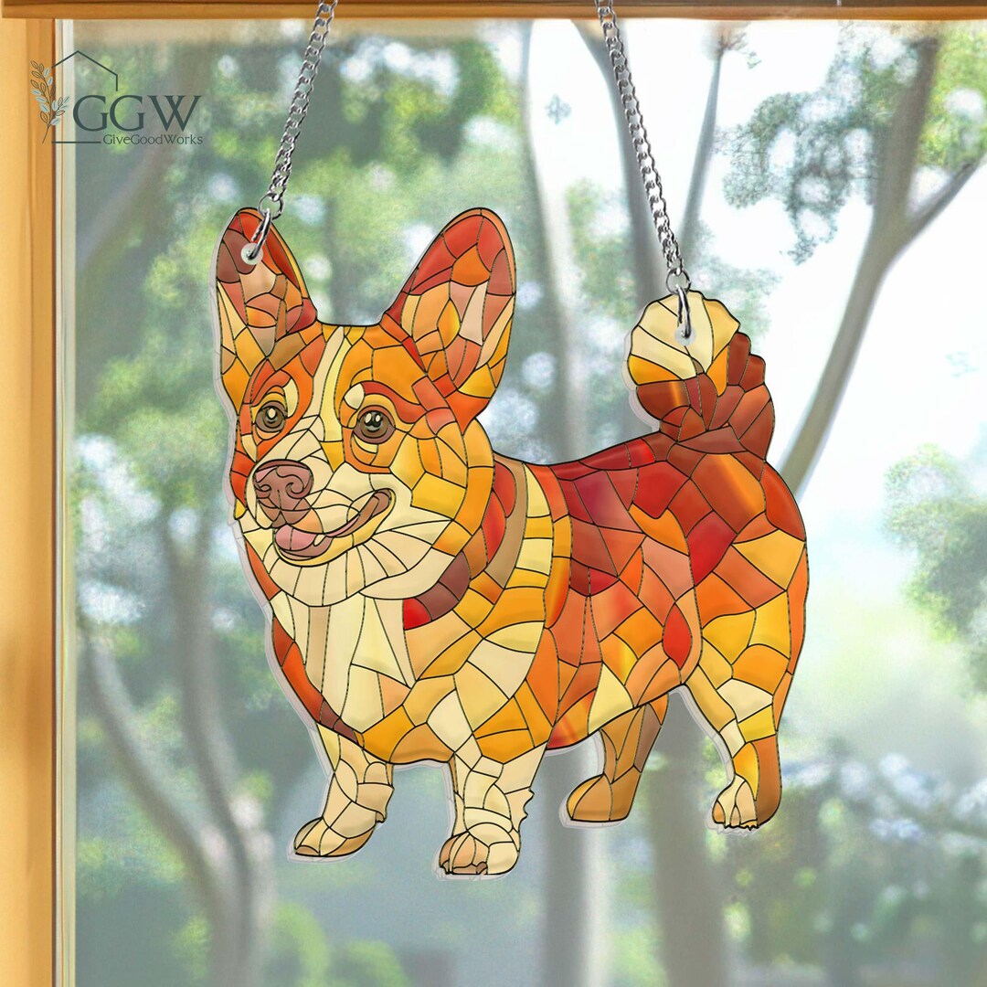 Corgi Suncatcher Hanging Sign, Corgi Dog Window Hanging, Pet Lover Gift ...
