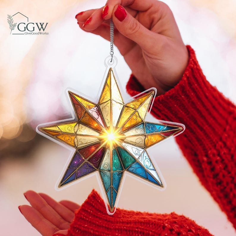 Nativity Bethlehem Suncatcher Hanging Sign, Bethlehem Star Ornament ...