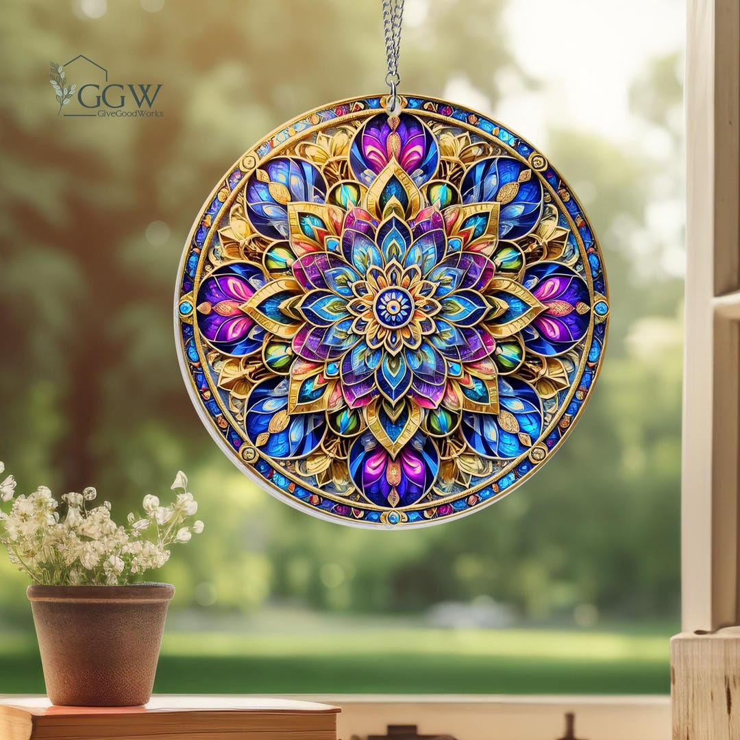 Mandala Acrylic Suncatcher, Mandala Suncatcher Window Hangings, Mandala ...