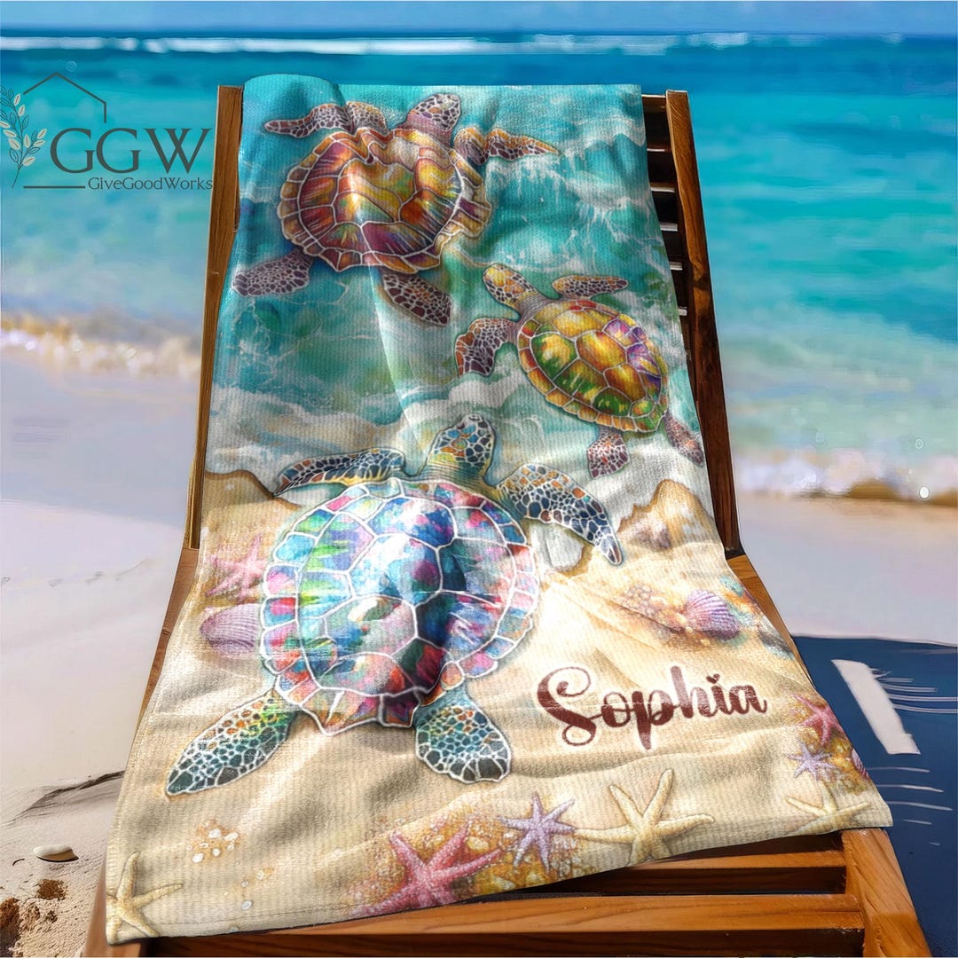 Sea Turtle Beach Towel, Kids Beach Towel, Pool Towel, Women Beach Towel ...