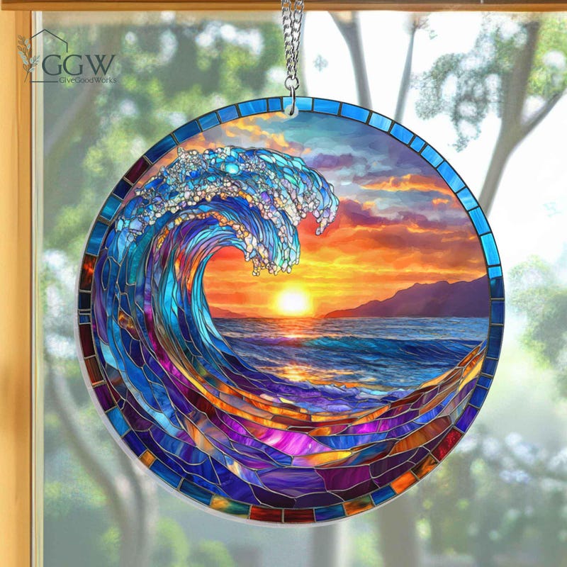 Stained Glass Panel Ocean - Etsy