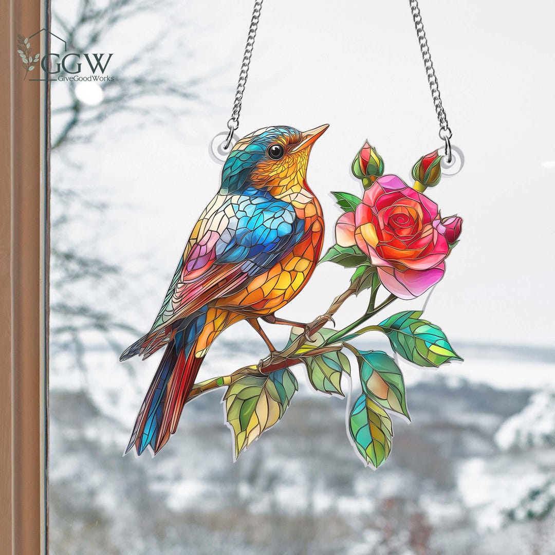 Robin Bird Suncatcher, Bird Suncatcher, Robin Bird Window Hangings ...