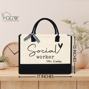 Social Worker Gift, Custom Social Work Tote Bag, School Counselor Gifts ...