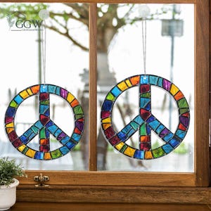 Peace Sign Suncatcher Hanging Sign, Peace Sign Christmas Ornament ...