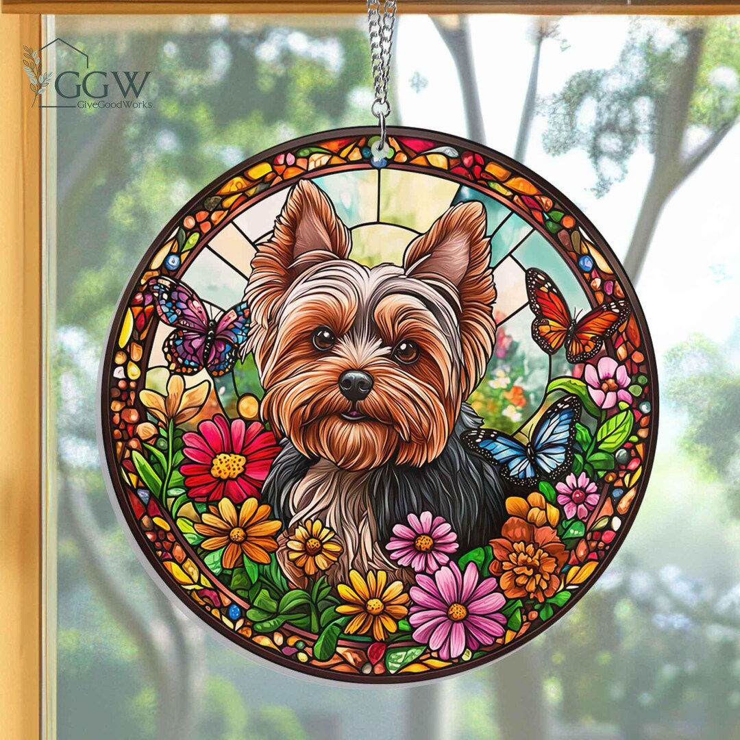 Yorkshire Terrier Suncatcher Hanging, Yorkie Dog Acrylic Hanging ...