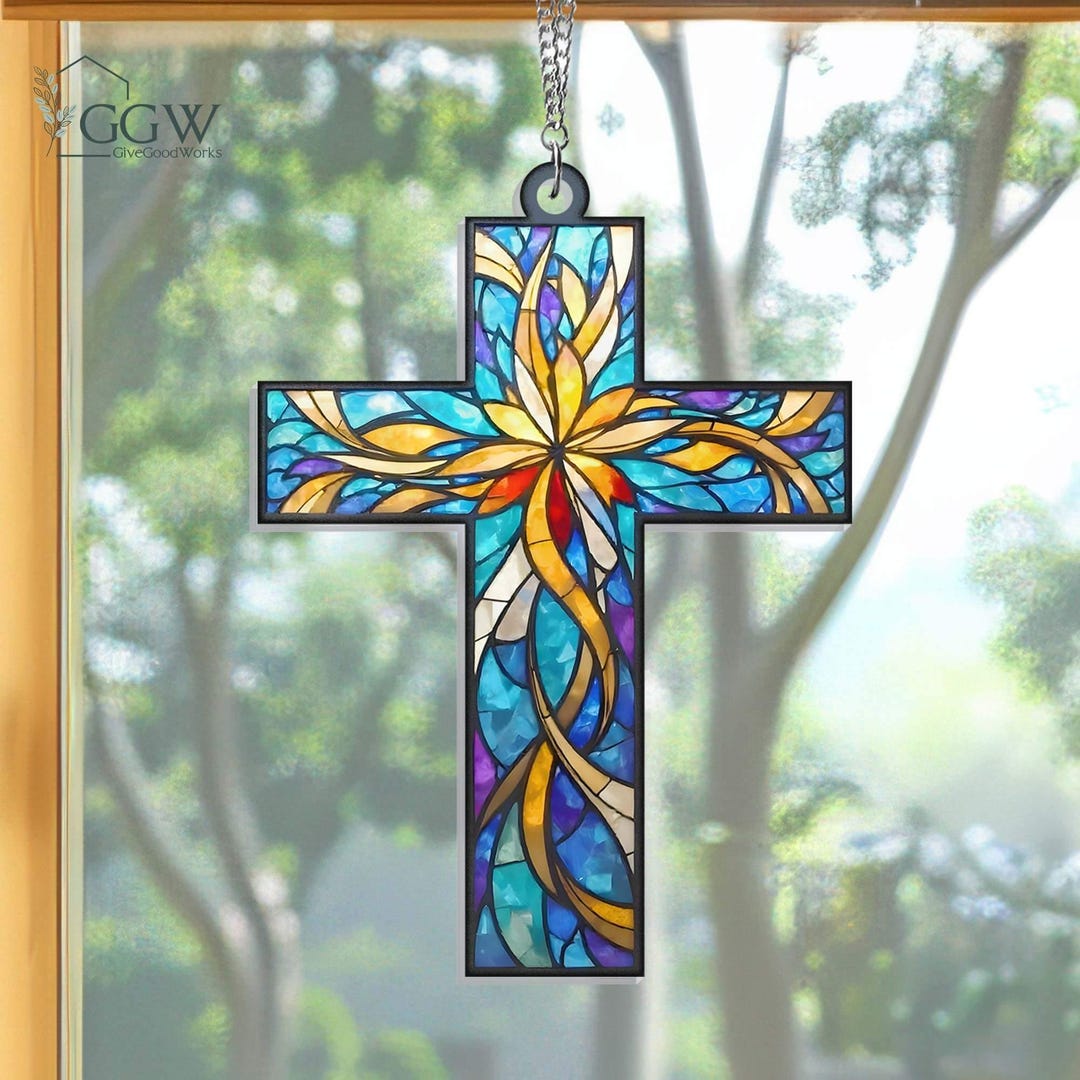 Cross Suncatcher Gift, Cross Acrylic Suncatcher, Christian Window ...